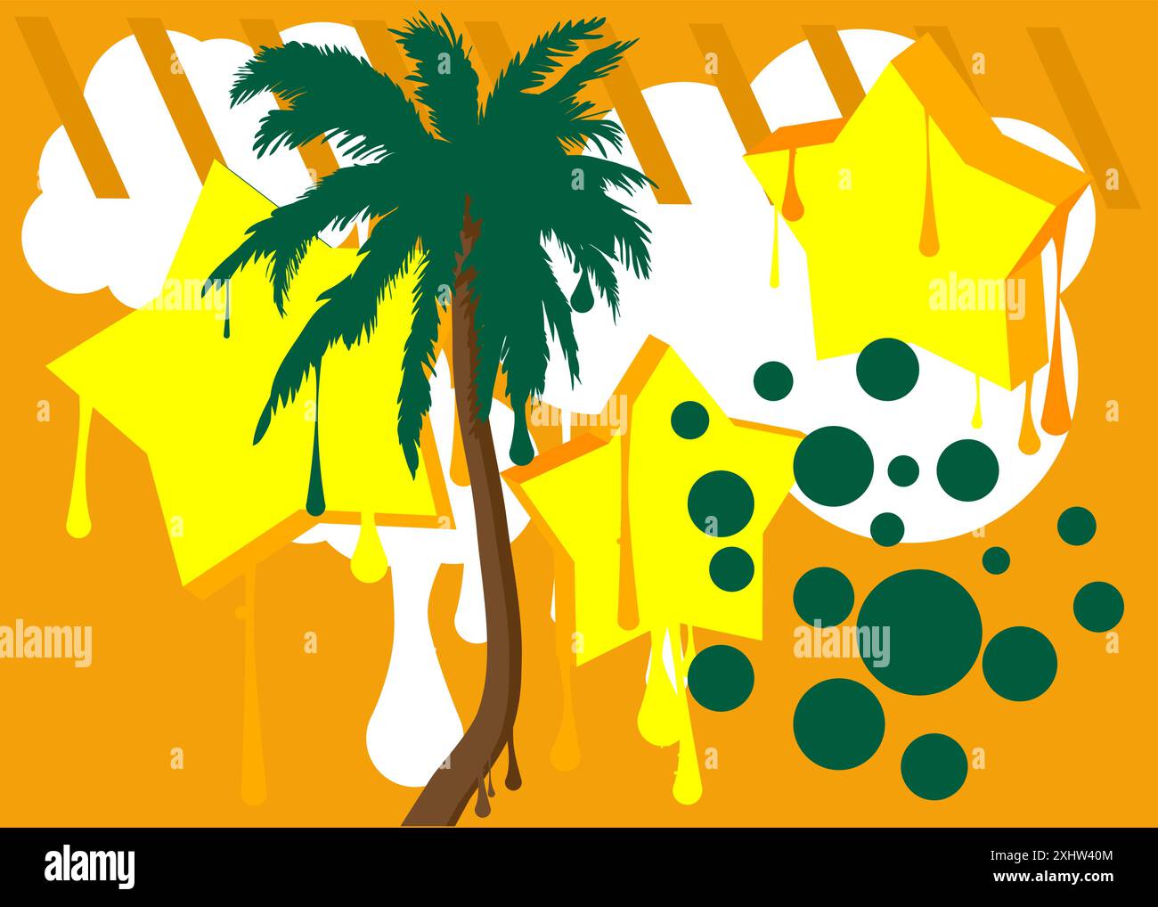 Palm Tree graffiti. Abstract modern street art decoration performed in ...