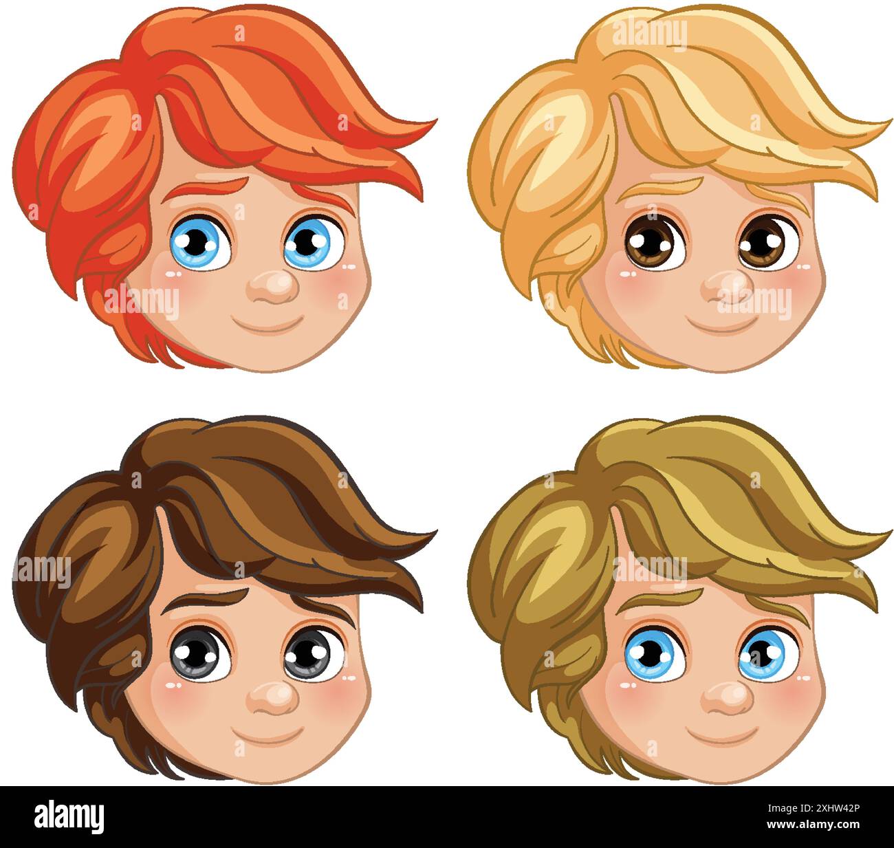 Four cartoon boy faces with different hair colors Stock Vector Image ...