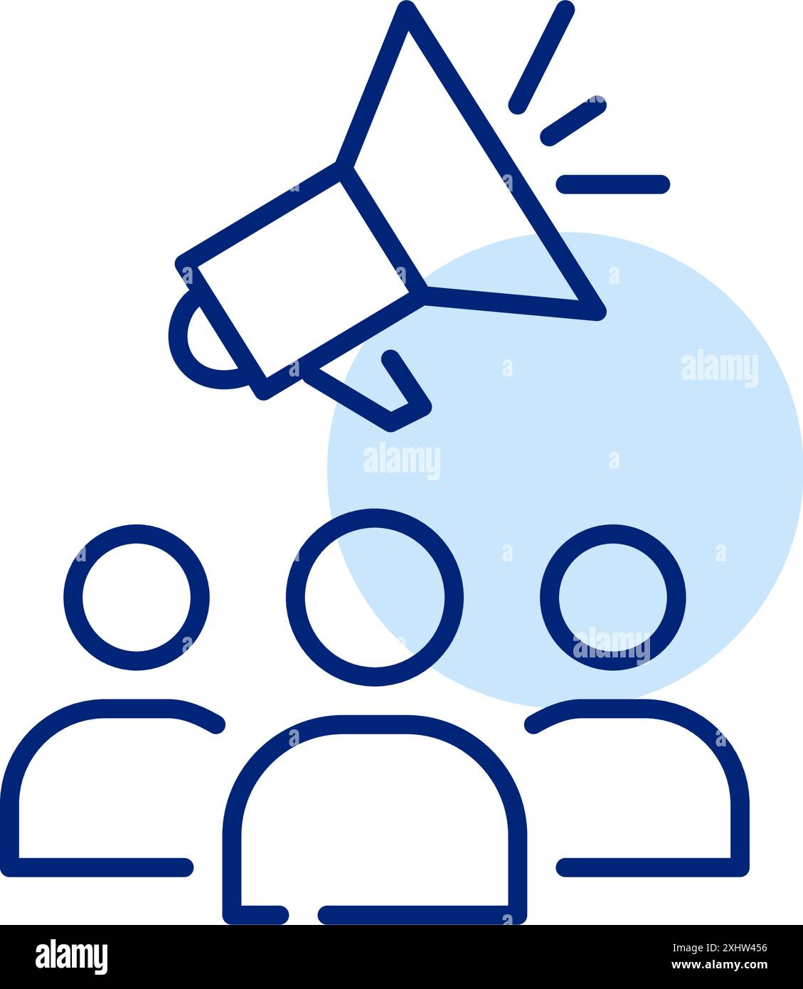 People and megaphone. Team communication, group notification. Public ...