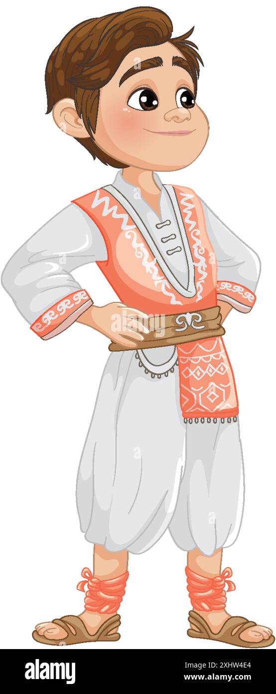 Character in traditional clothing with confident pose Stock Vector ...