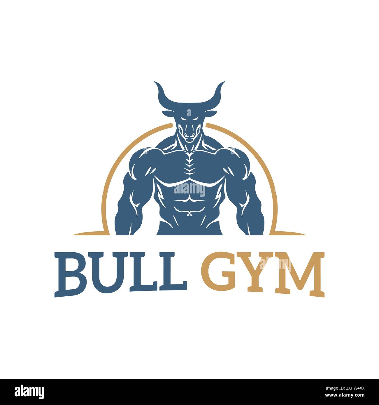 Horned Bull Head Animal Strong Muscle Circle Line Logo Template Stock ...