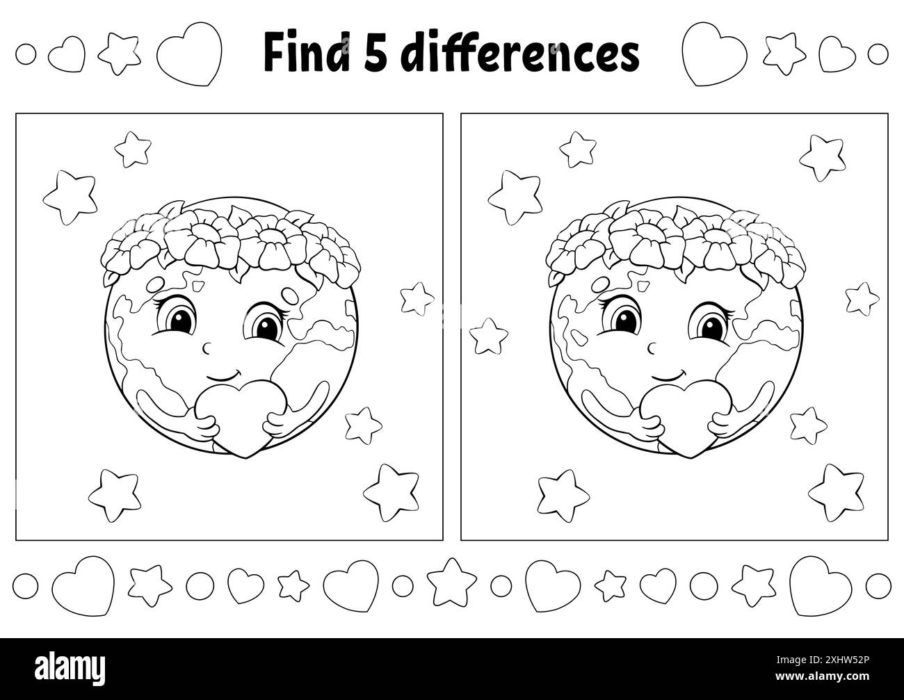 Find five differences. Coloring page for kids. Activity worksheet for ...