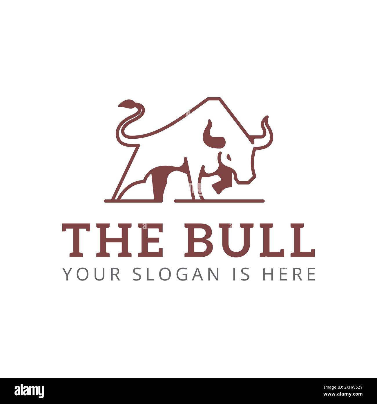 Bull Animal Nature Attack Angry Line Art Logo Template Stock Vector ...