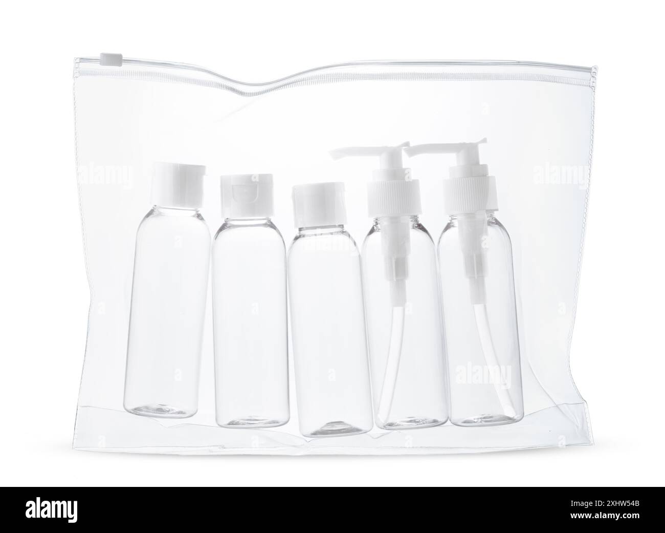Clear Travel Bottles in a Plastic Zippered Pouch Stock Photo - Alamy