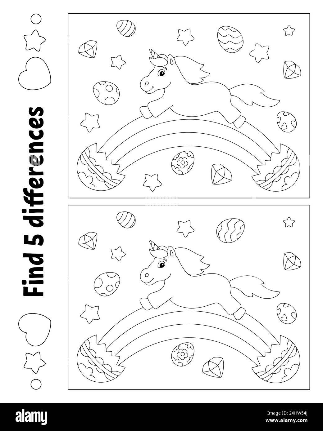 Find five differences. Coloring page for kids. Activity worksheet for ...