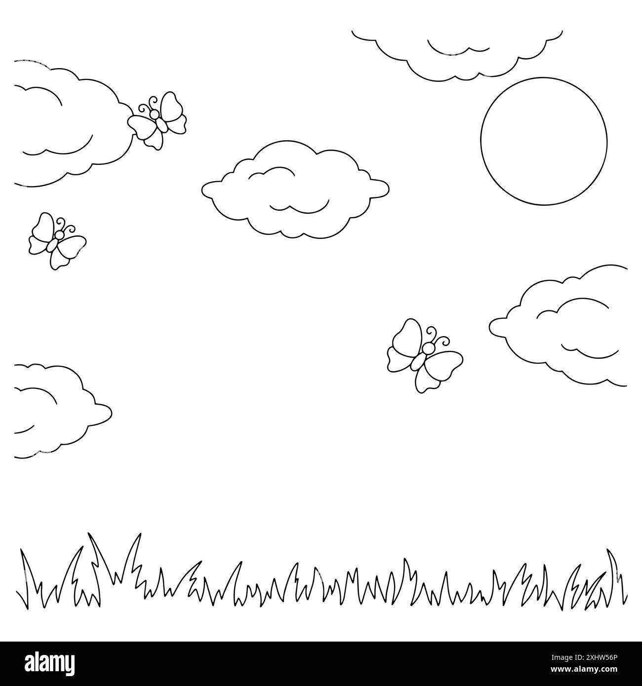 Wonderful natural landscape. Coloring book page for kids. Cartoon style ...