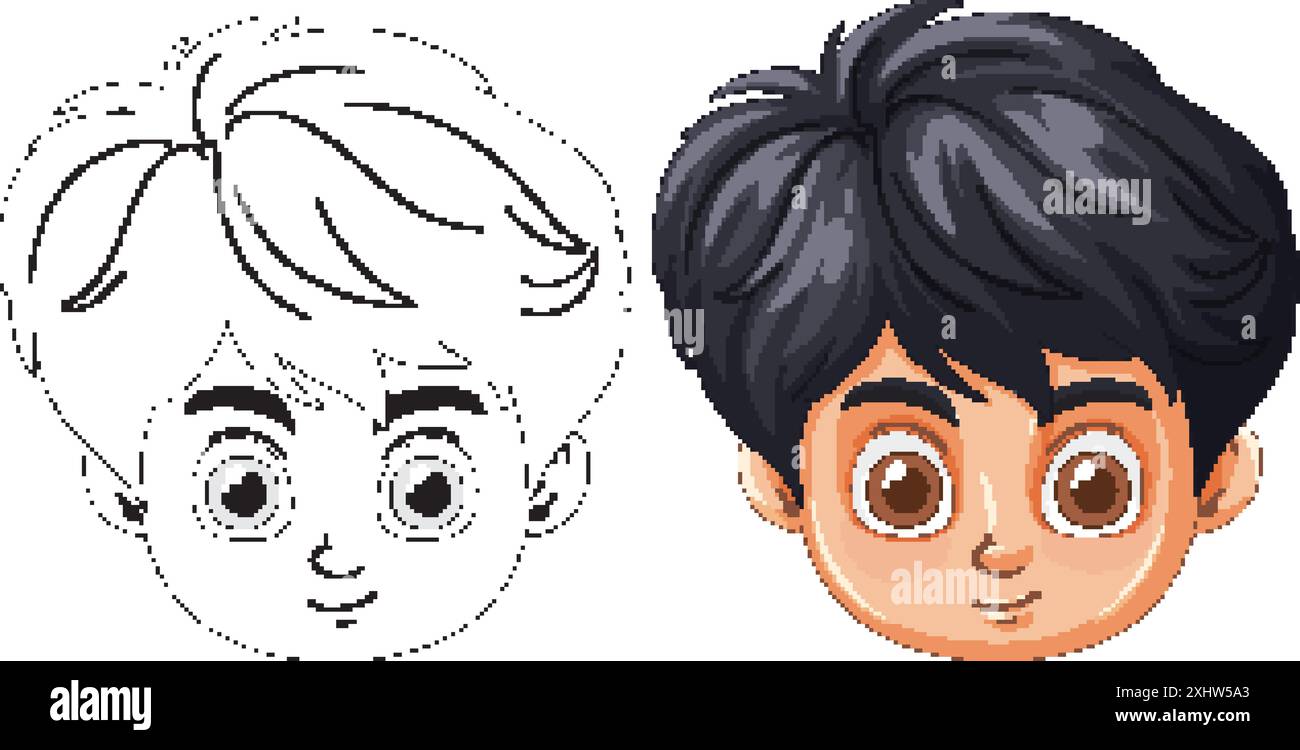 Vector illustration of a boy's face Stock Vector Image & Art - Alamy