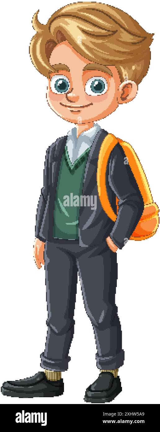 Illustration happy schoolboy backpack Cut Out Stock Images & Pictures ...
