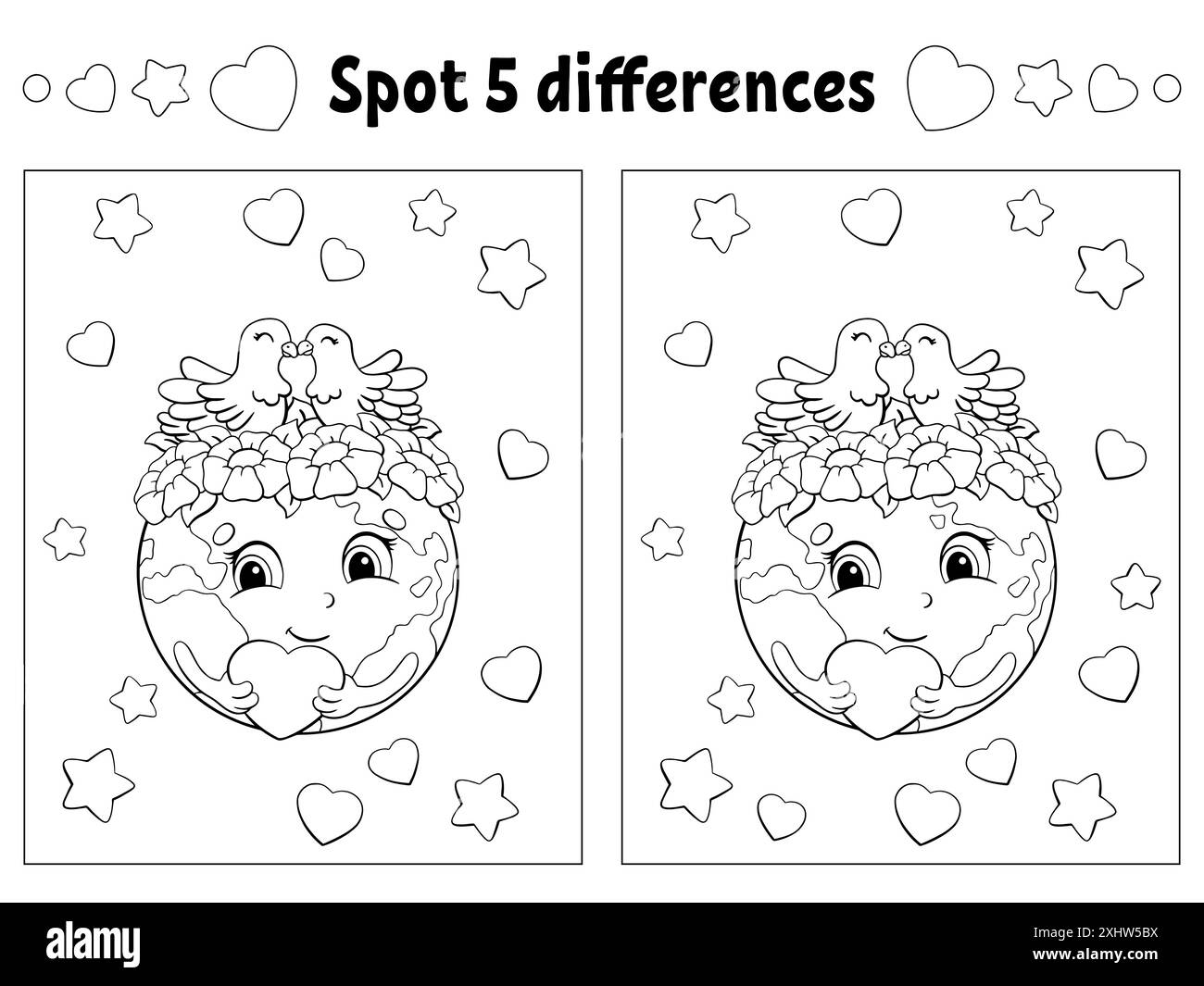 Find five differences. Coloring page for kids. Activity worksheet for ...