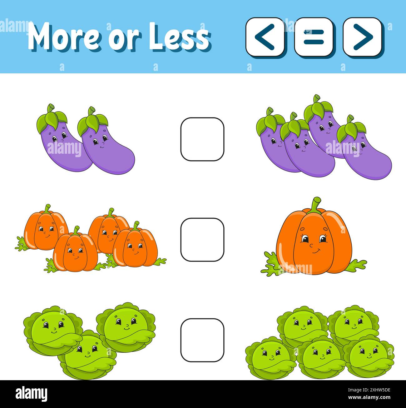 More or less. Educational activity worksheet for kids and toddlers ...