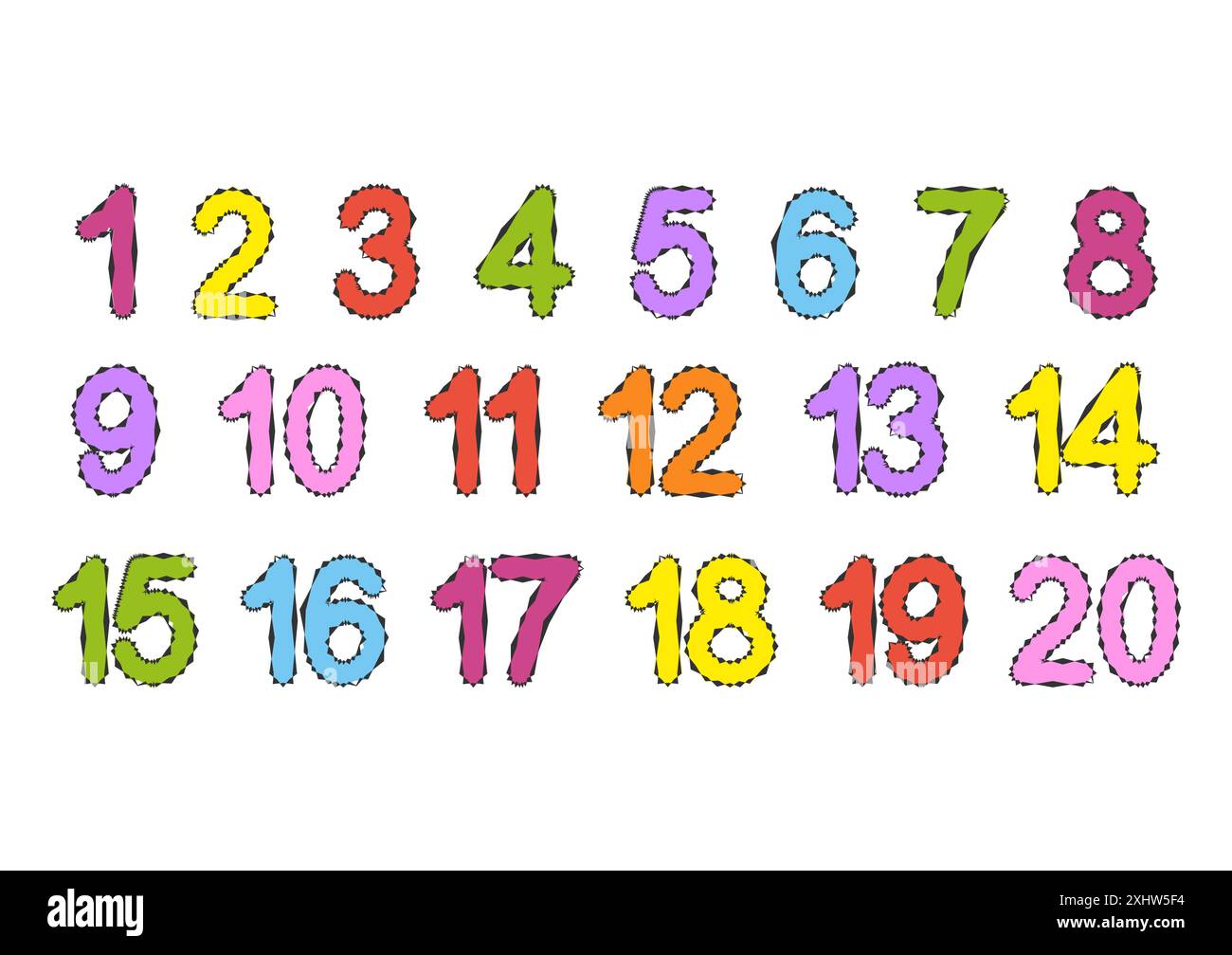 A set of numbers from one to twenty. Bright colorful collection. For ...