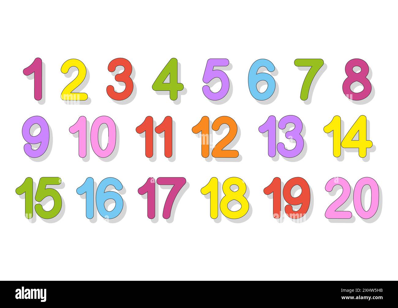 A set of numbers from one to twenty. Bright colorful collection. For ...