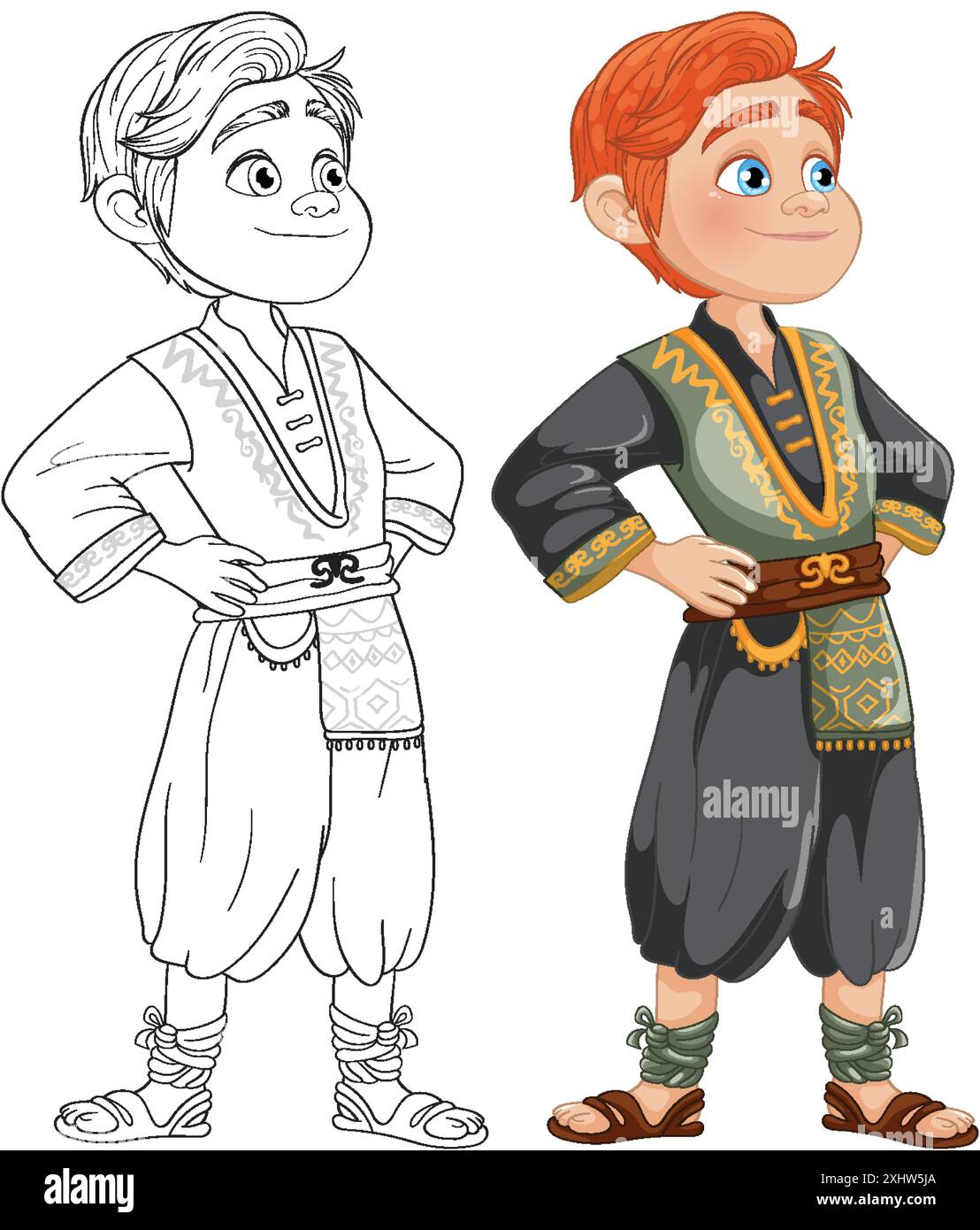 Character in traditional clothing with hands on hips Stock Vector Image ...