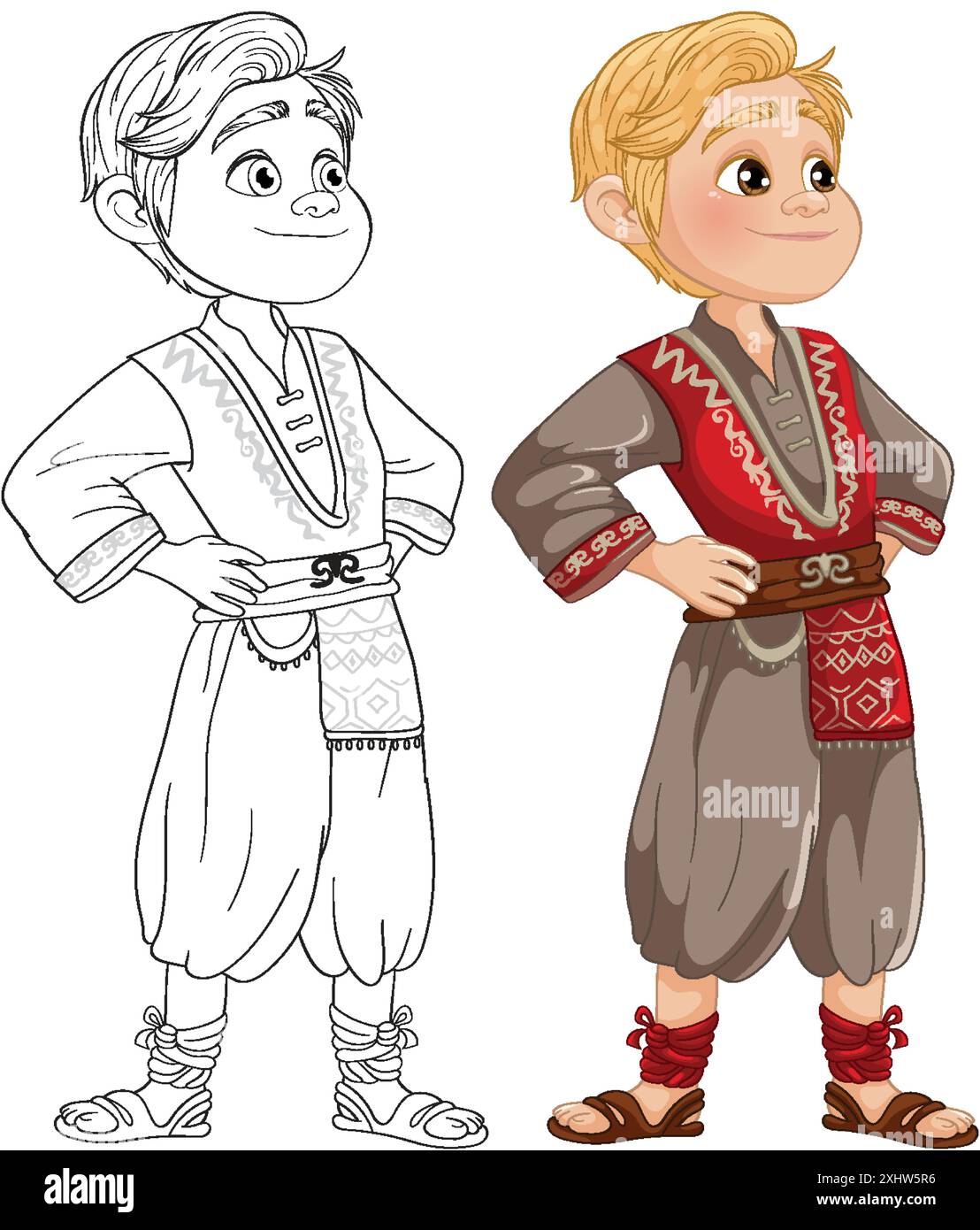 Character in traditional clothing with hands on hips Stock Vector Image ...