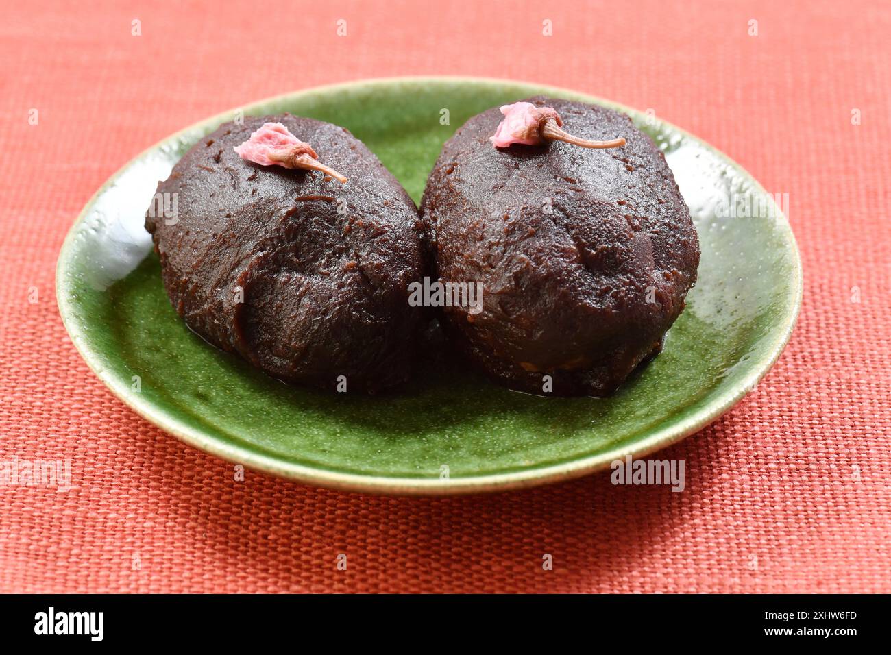 Two pieces of Botamochi are pictured in Tokyo on Feb. 9, 2024. Botamochi is a wagashi (Japanese ...