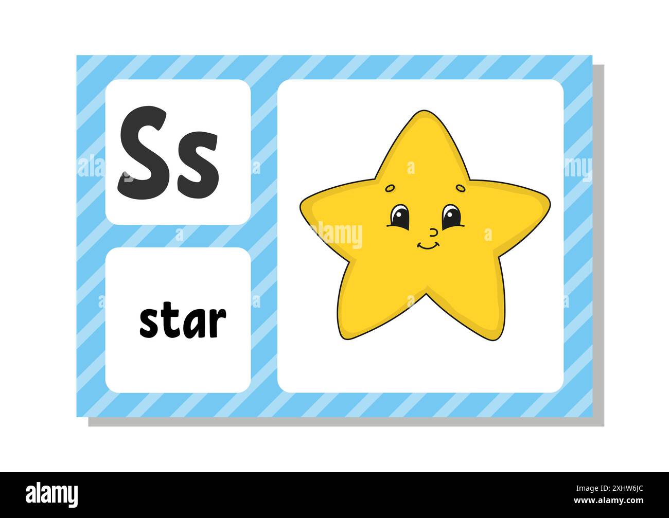 English alphabet with cartoon characters. Flash cards. Vector set ...