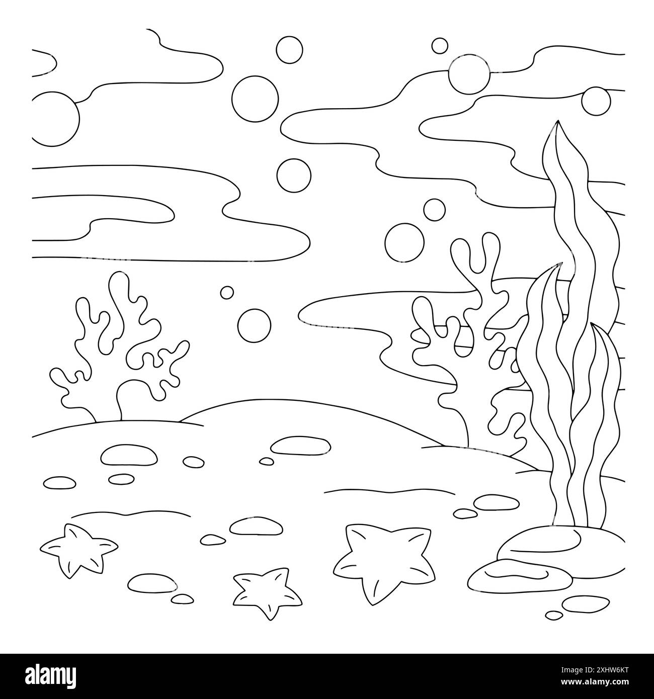 Wonderful natural landscape. Coloring book page for kids. Cartoon style ...