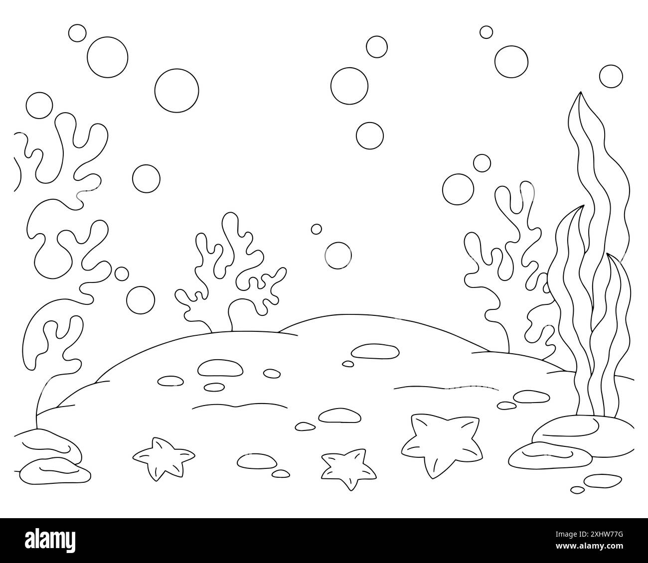 Wonderful natural landscape. Coloring book page for kids. Cartoon style ...