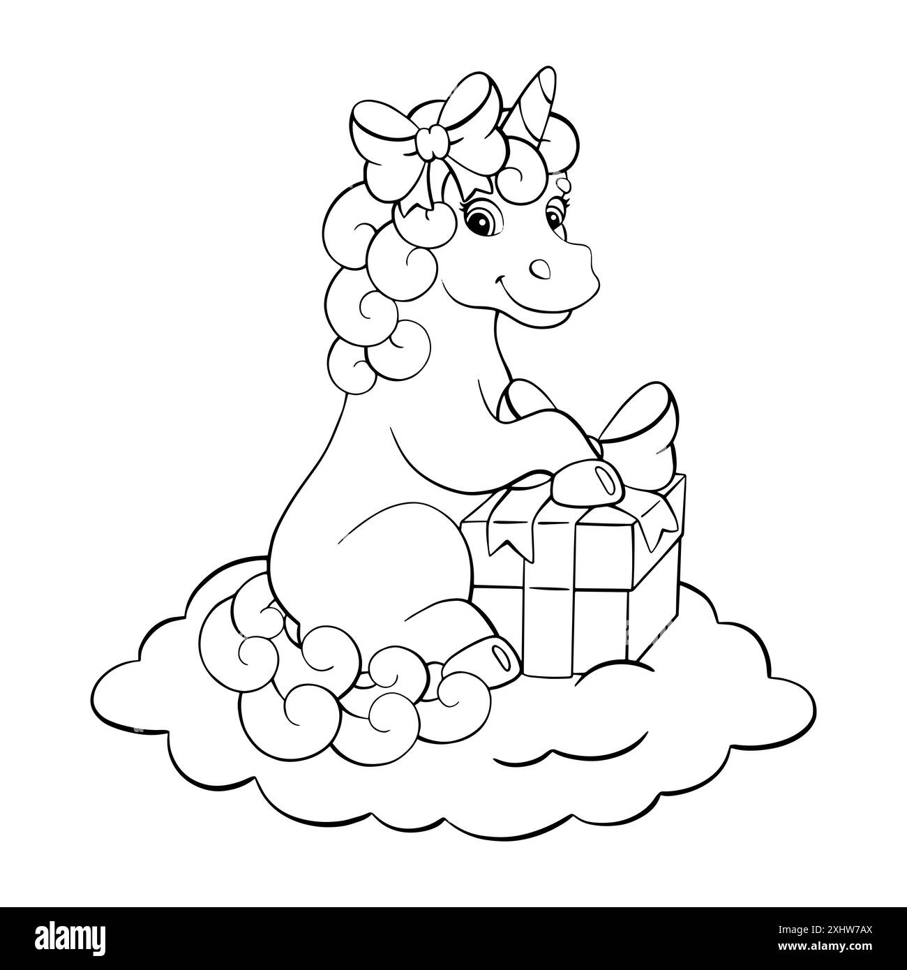Coloring page for kids. Digital stamp. Cartoon style character. Vector ...