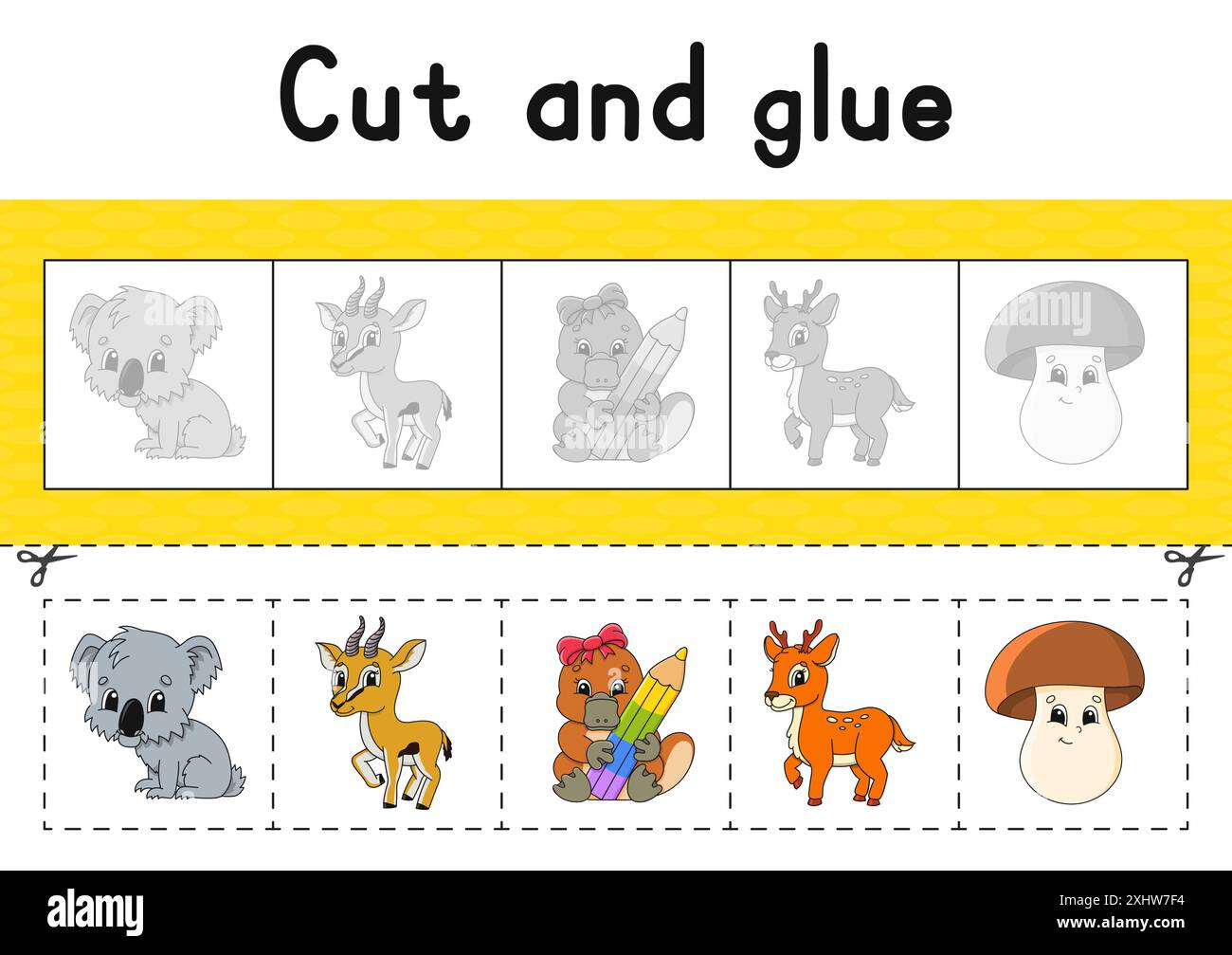 Cut and glue. Color activity worksheet for kids. Game for children ...