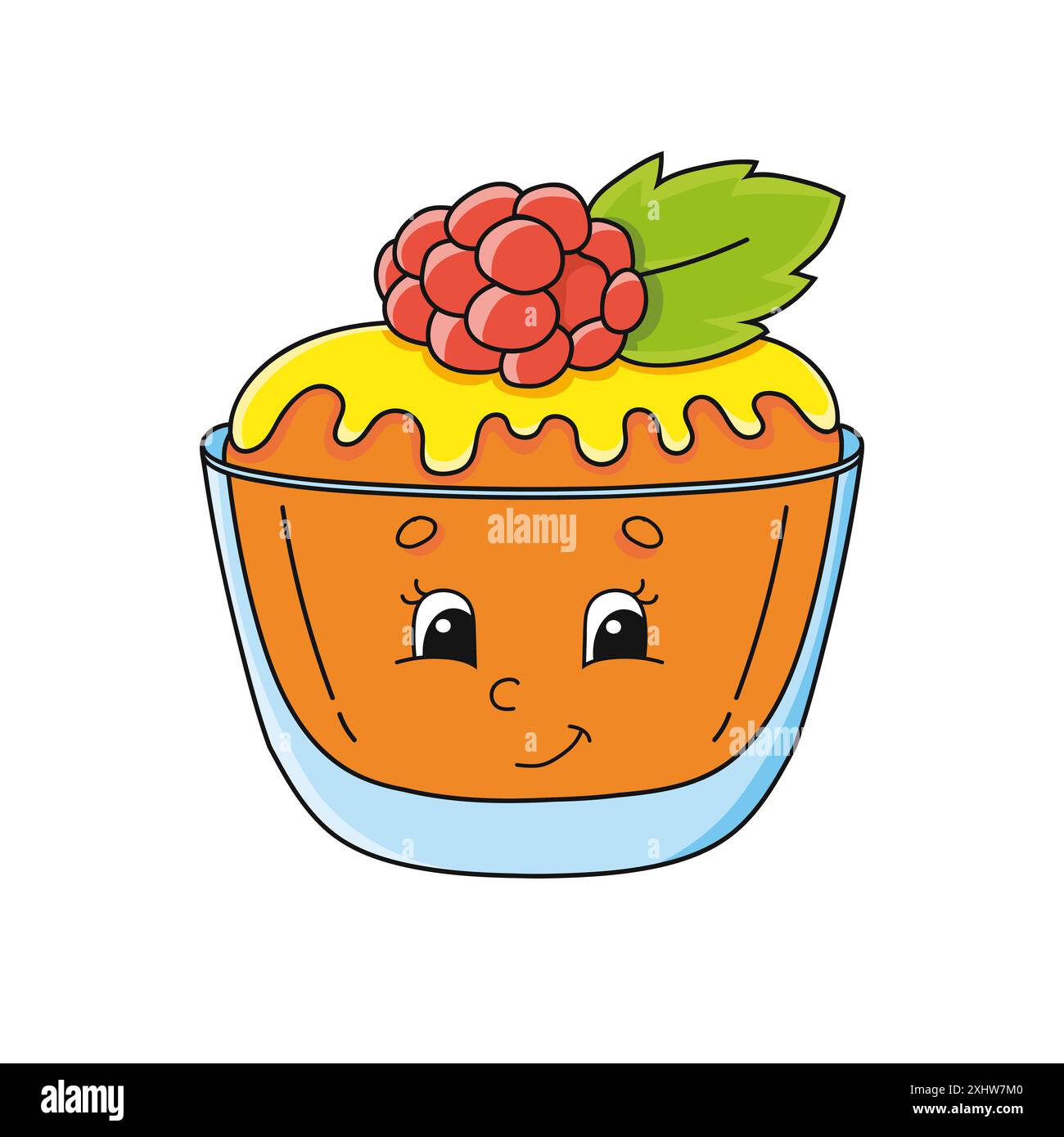 Berry cake in glass. Cartoon character. Colorful vector illustration ...