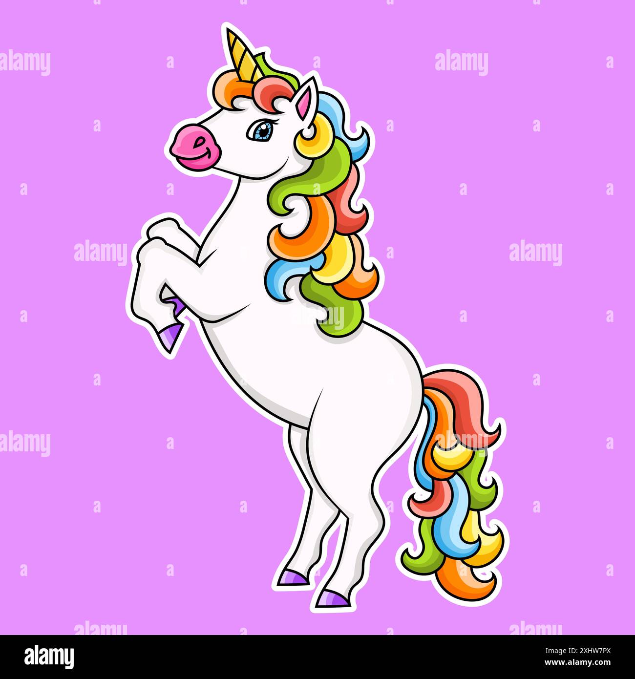 Cute unicorn. Magic fairy horse. Cartoon character. Colorful vector ...