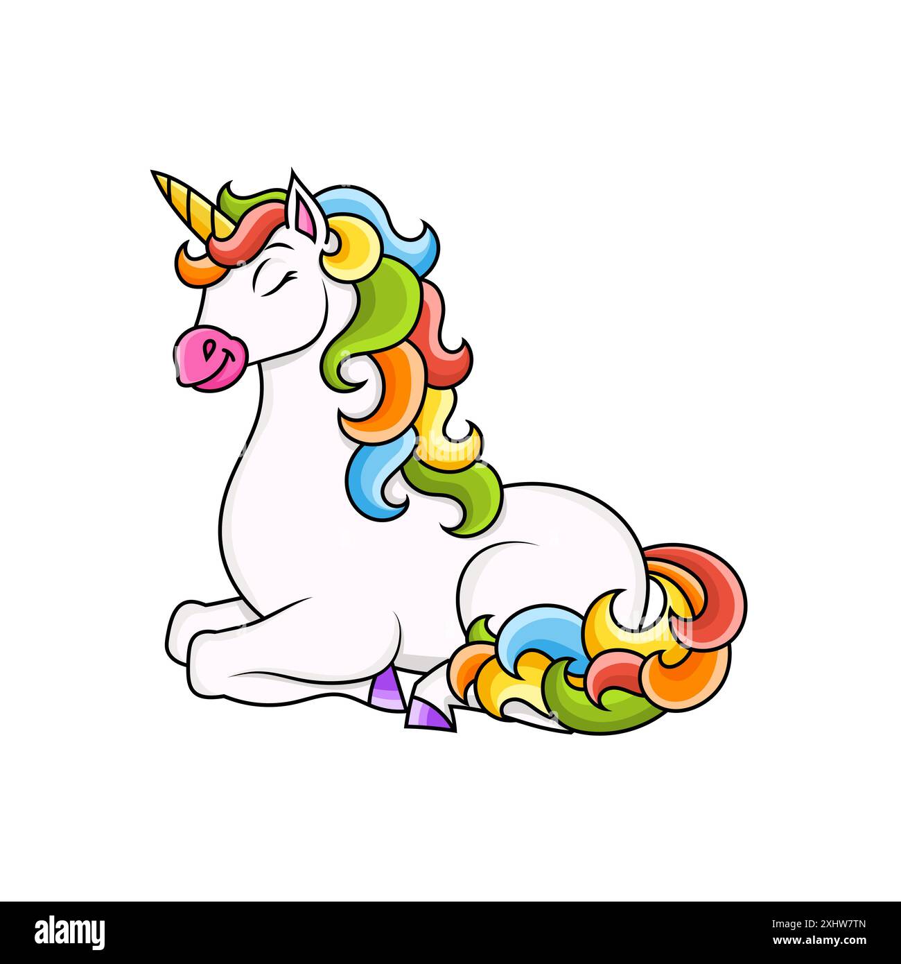 Cute unicorn. Magic fairy horse. Cartoon character. Colorful vector ...