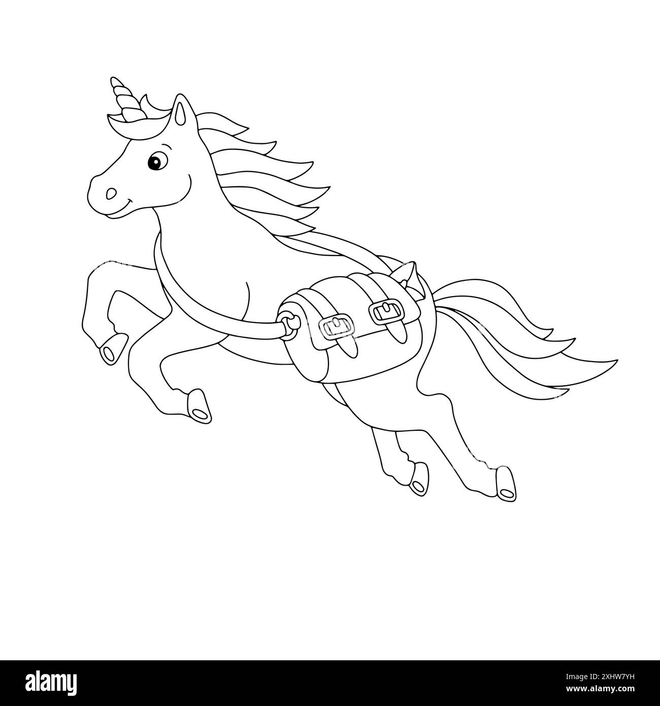 Cute unicorn postman. Coloring book page for kids. Cartoon style character. Vector illustration ...