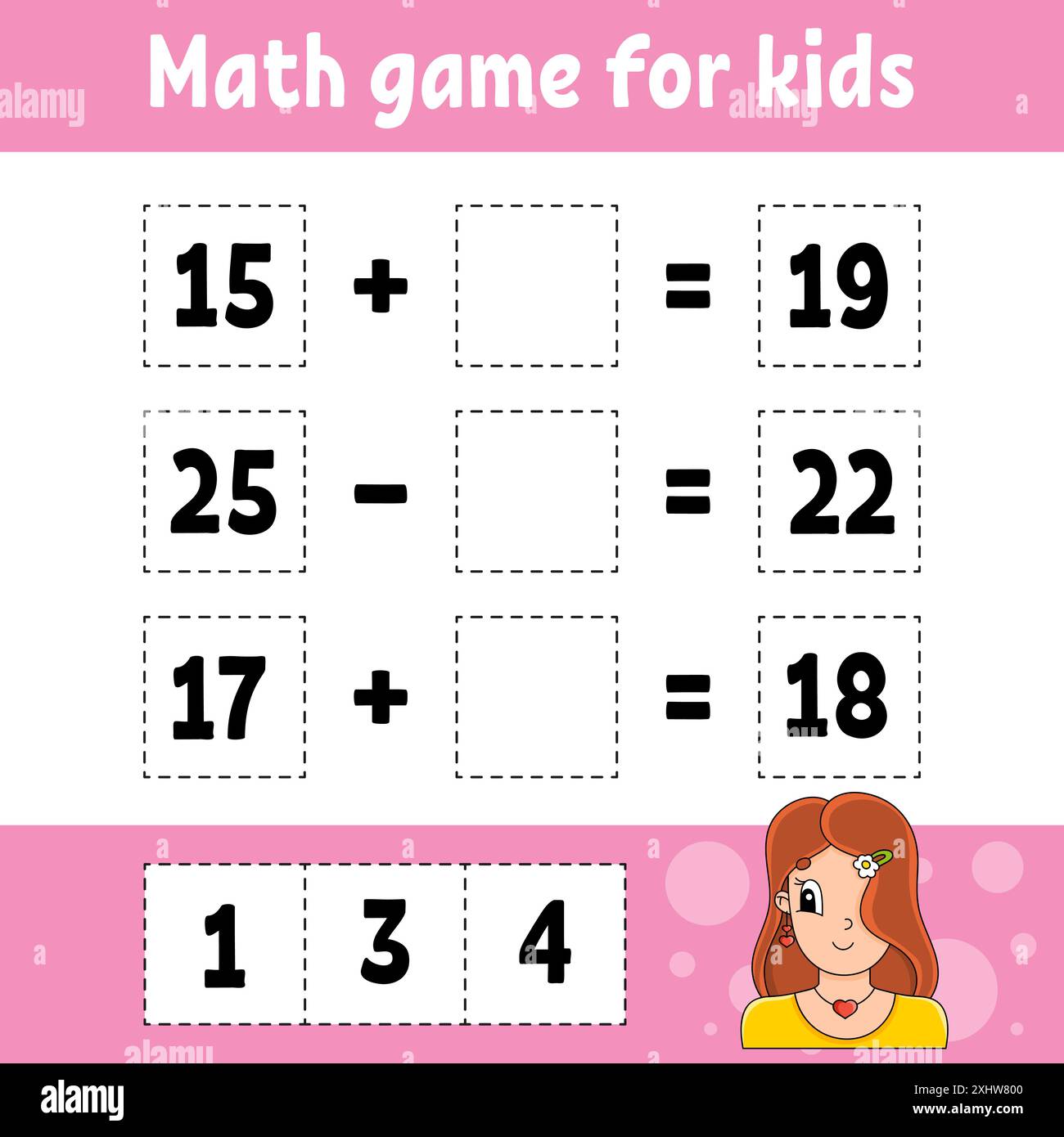 Math game for kids. Education developing worksheet. Activity page with ...