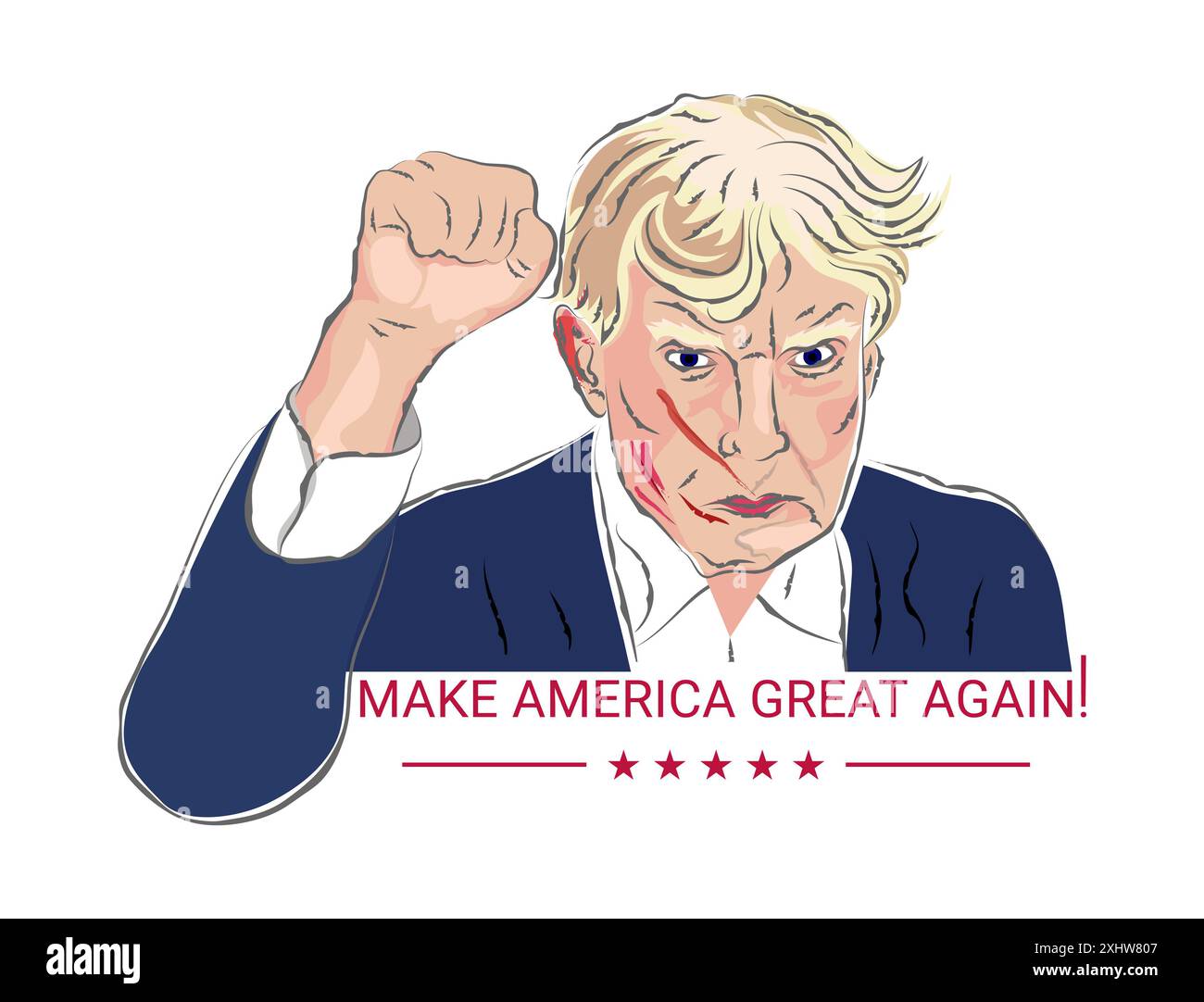 Portrait of Donald Trump and the text of his election campaign slogan ...