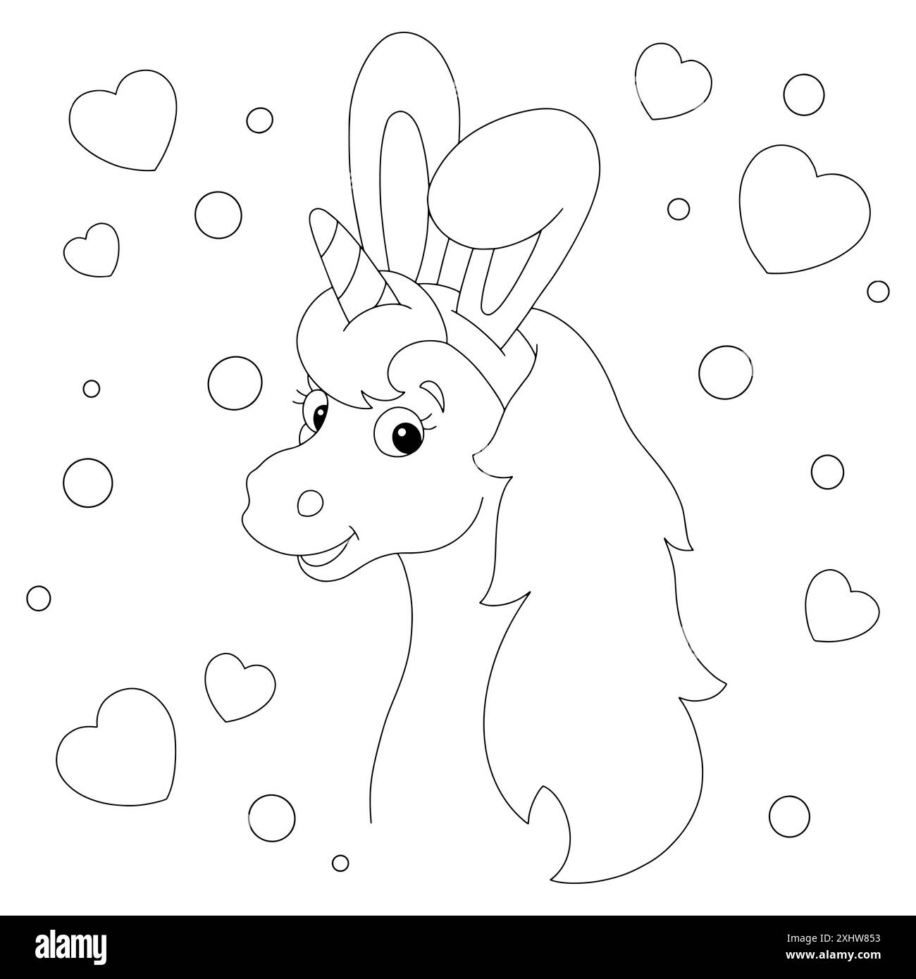 Magic unicorn. Fairy horse. Coloring book page for kids. Cartoon style ...