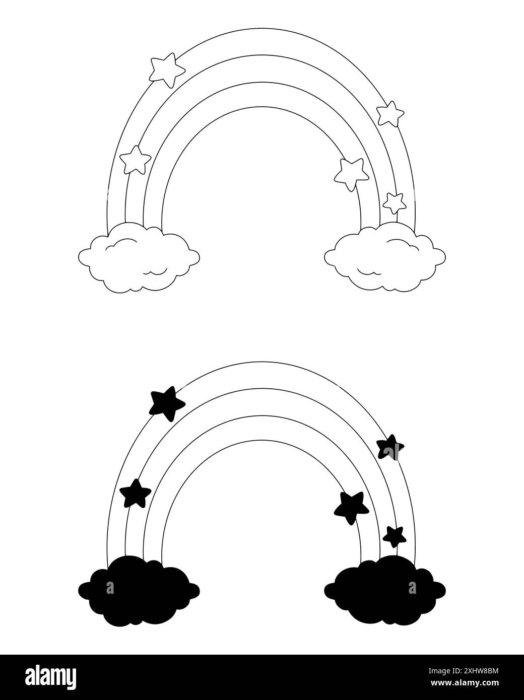 Black silhouette. Rainbows and clouds. Design element. Vector ...