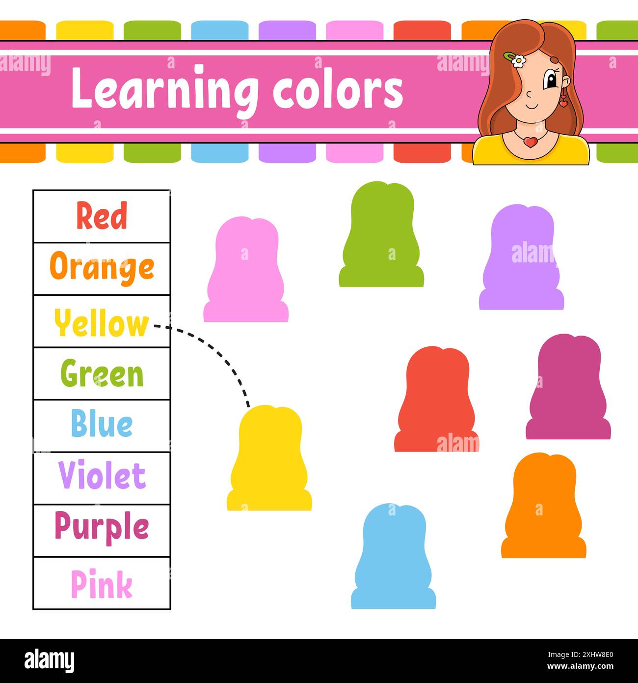 Learning colors. Education developing worksheet. Activity page with ...
