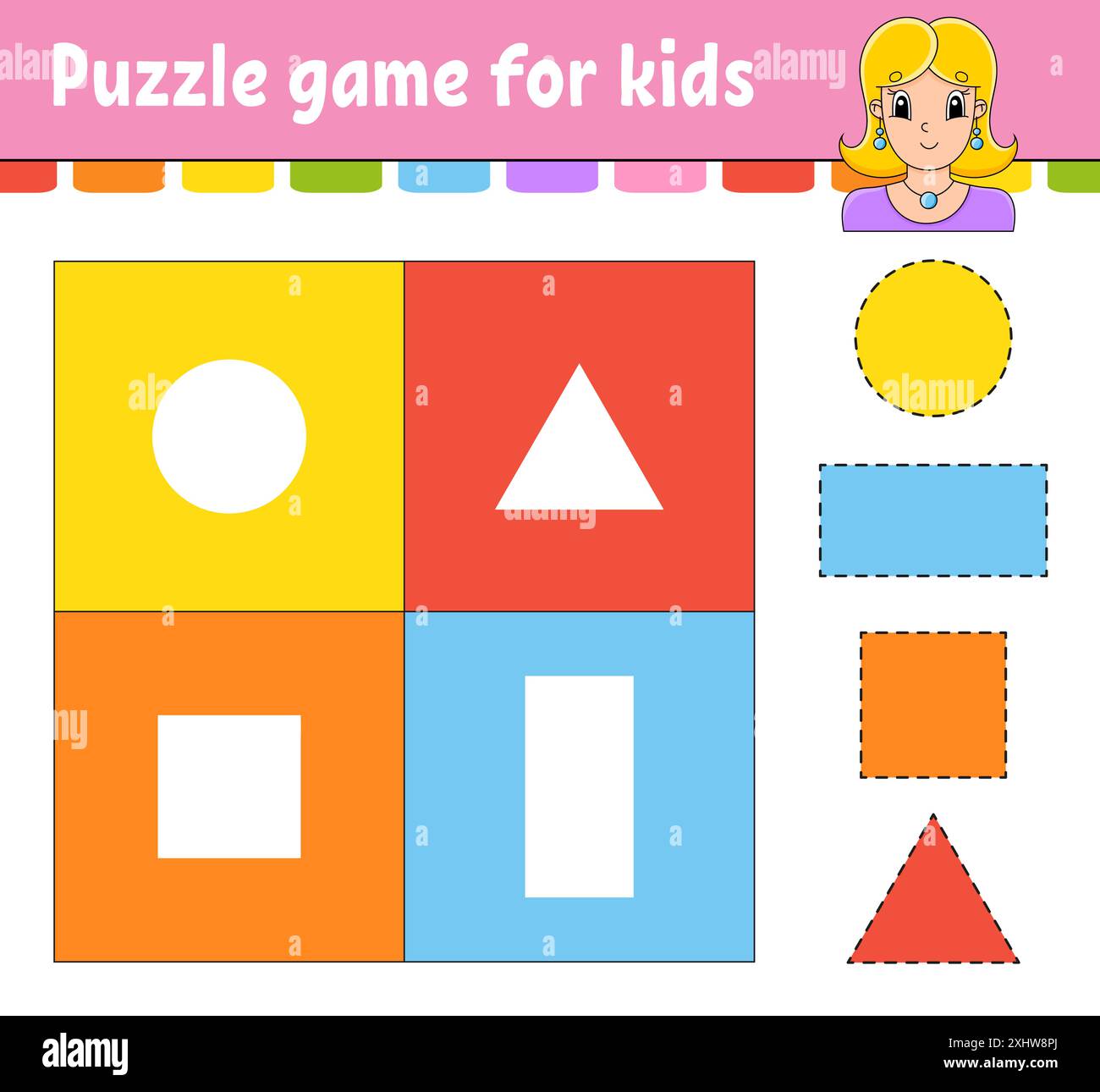 Puzzle game for kids. Cut and paste. Cutting practice. Learning shapes ...
