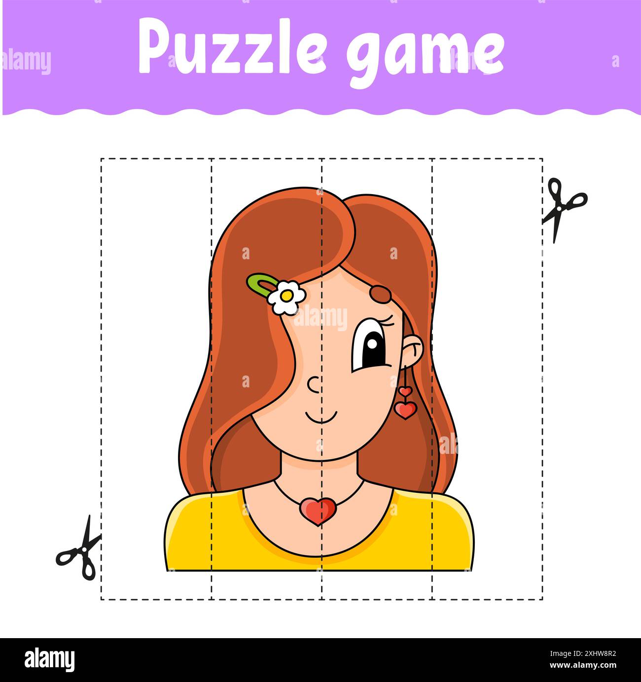 Puzzle game for kids. Cutting practice. Education developing worksheet ...