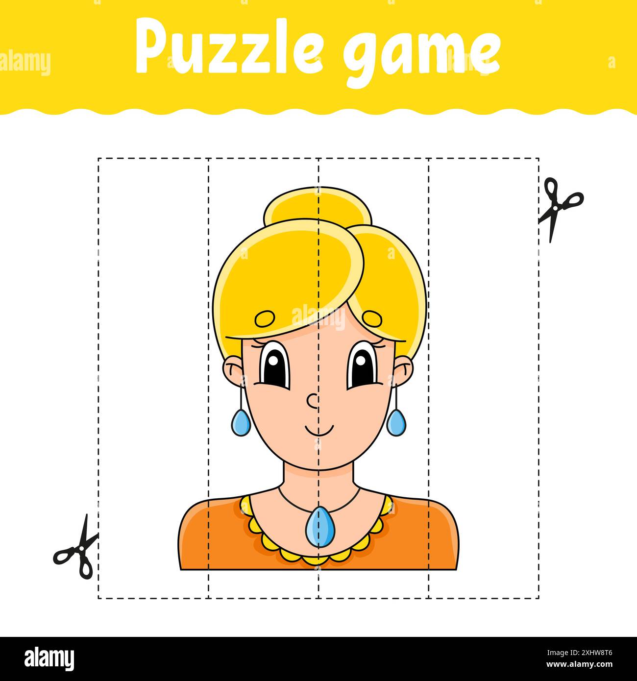 Puzzle game for kids. Cutting practice. Education developing worksheet ...