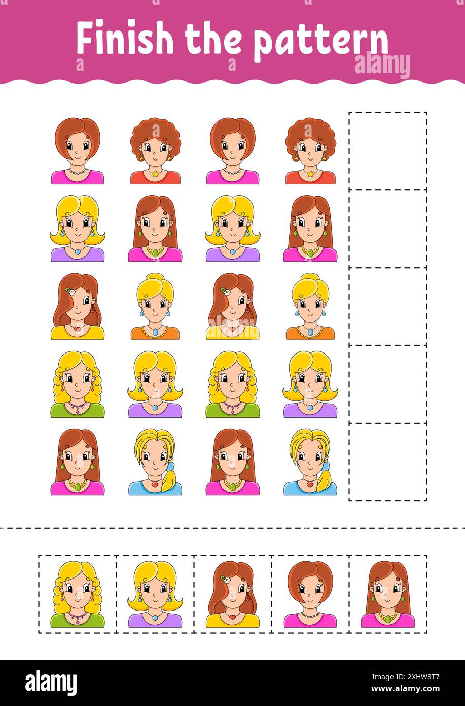 Finish the pattern. Cut and play. Education developing worksheet ...