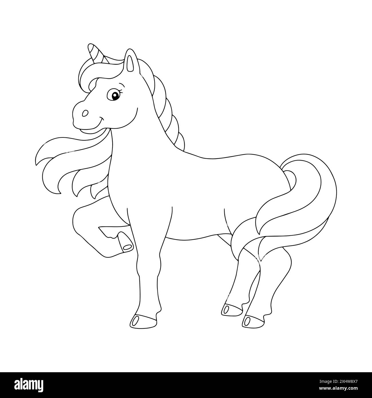 Magic unicorn. Fairy horse. Coloring book page for kids. Cartoon style ...