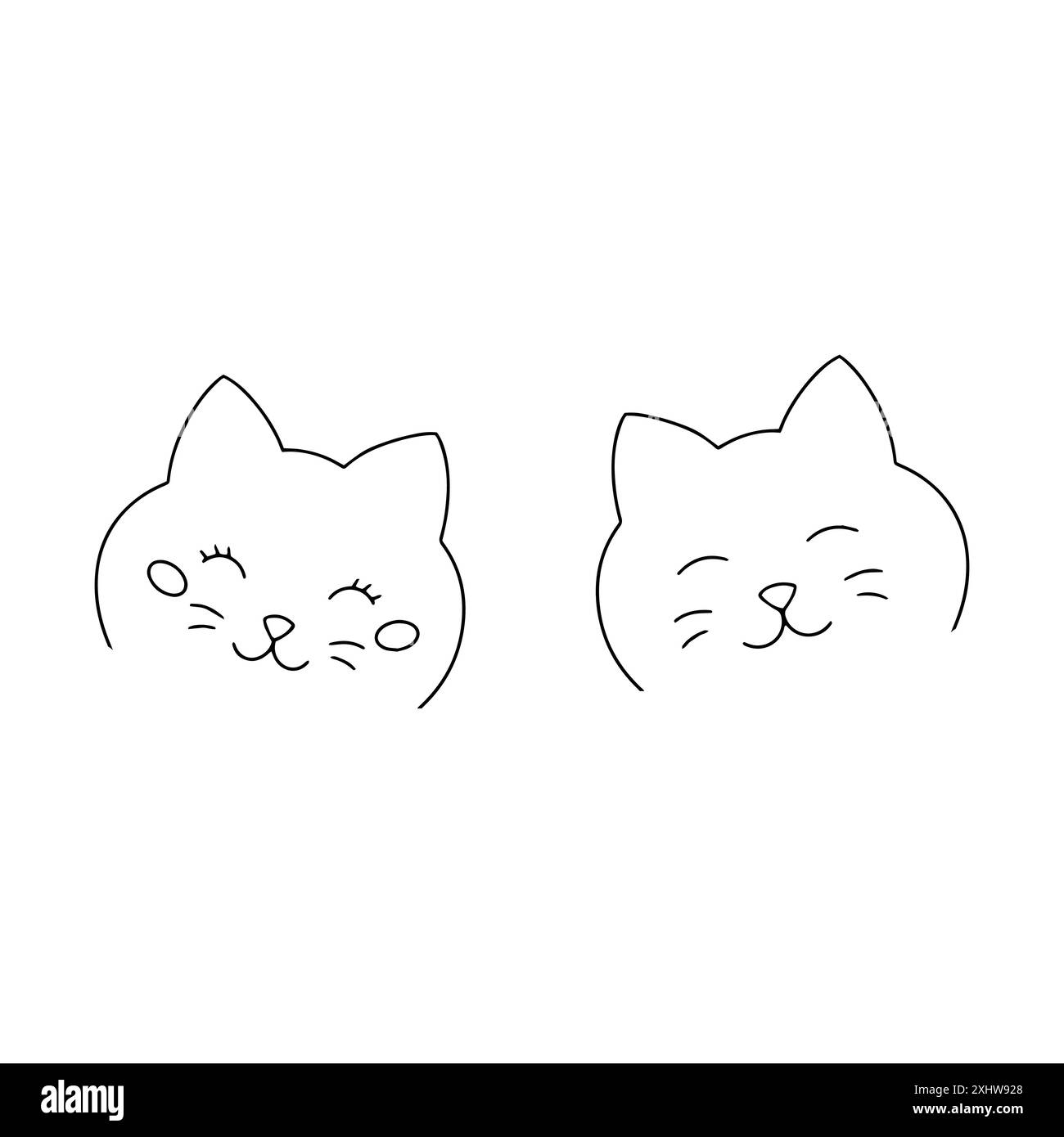 Two cute cats. Coloring book page for kids. Cartoon style character ...