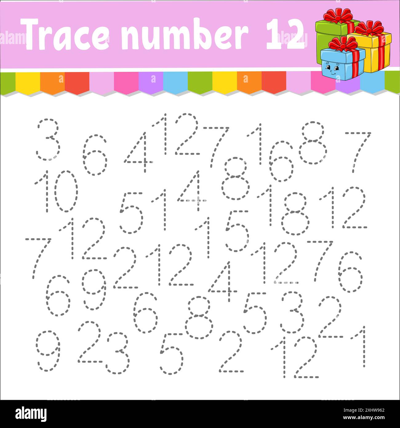 Trace number . Handwriting practice. Learning numbers for kids ...