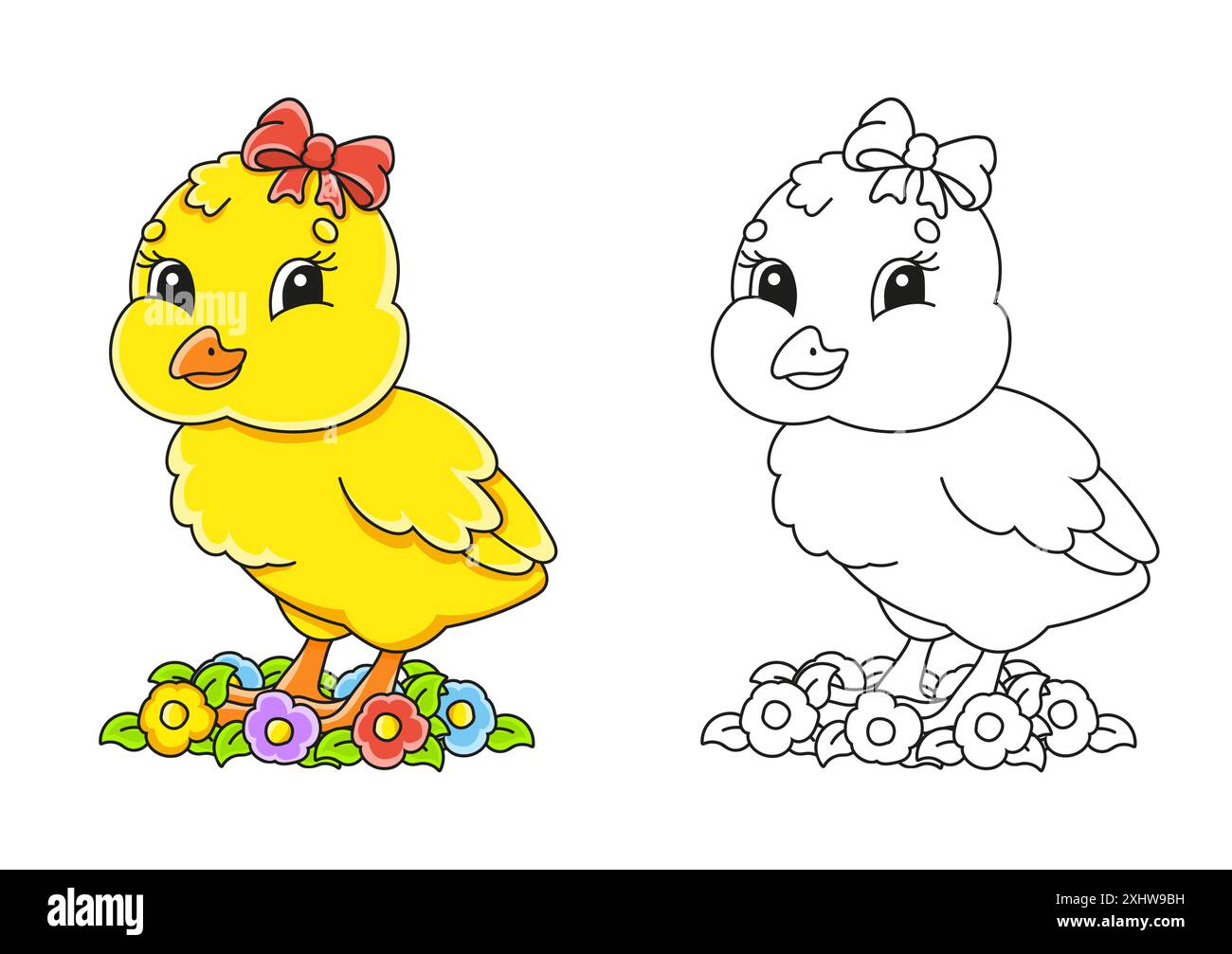 Cartoon character Chicken. Colorful vector illustration. Isolated on ...