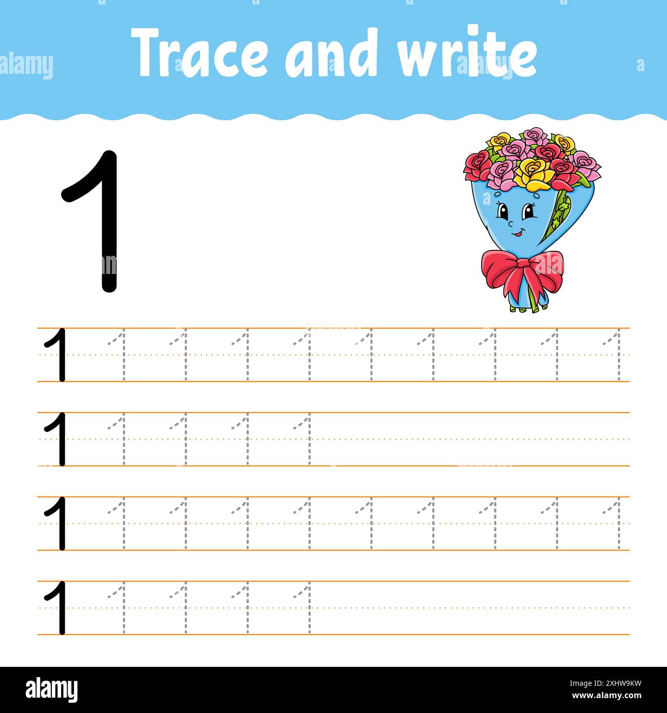Learn Numbers. Trace and write. Handwriting practice. Education ...