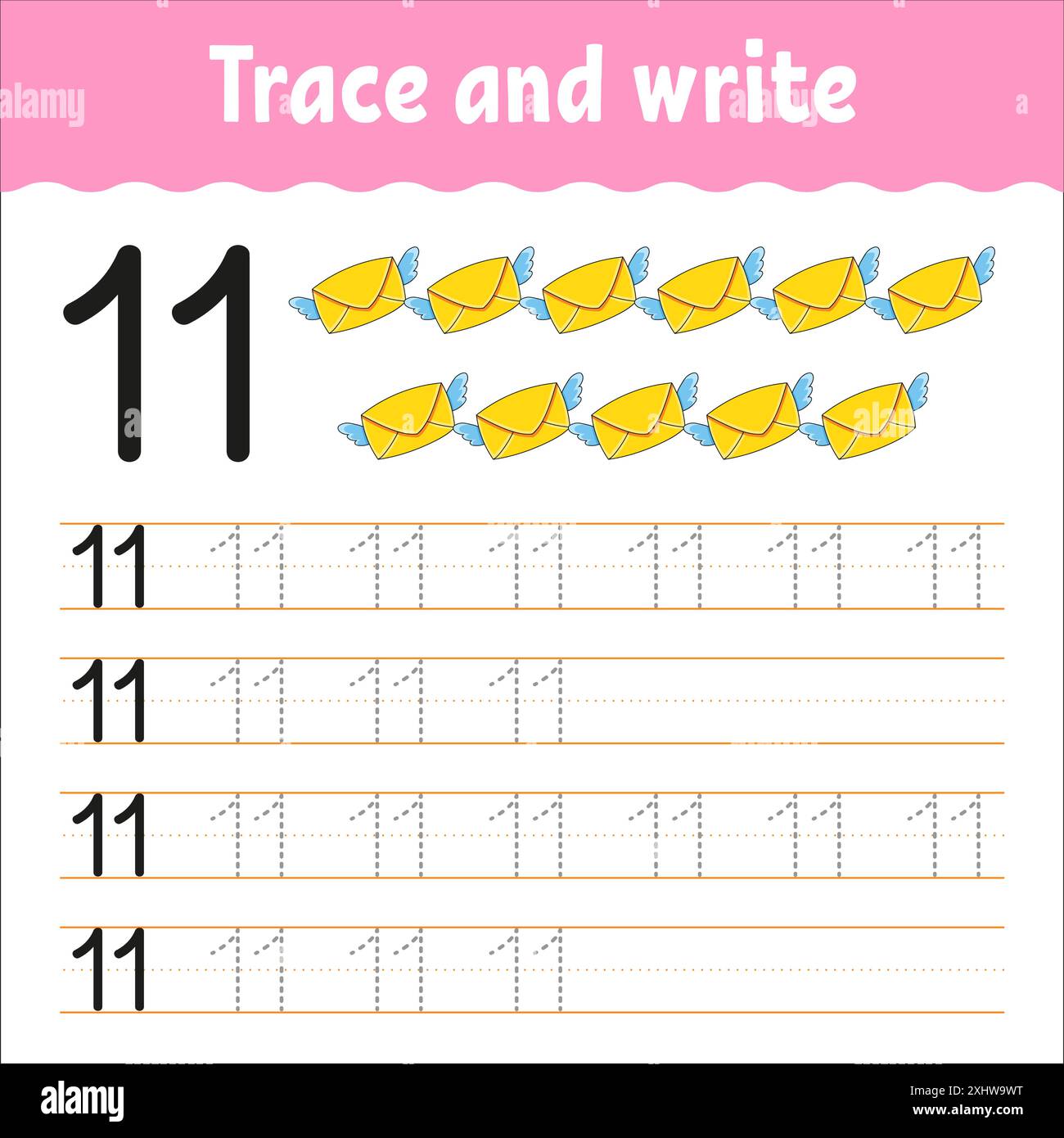 Learn Numbers. Trace and write. Handwriting practice. Education ...