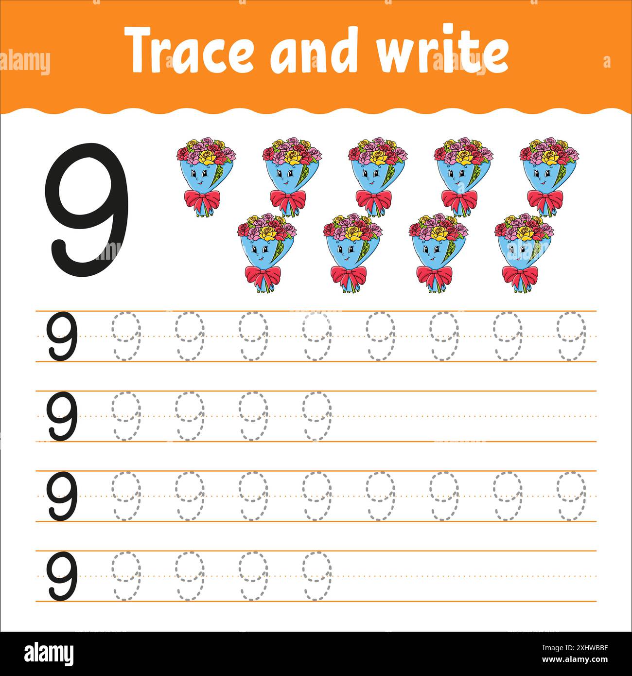 Learn Numbers. Trace and write. Handwriting practice. Education ...