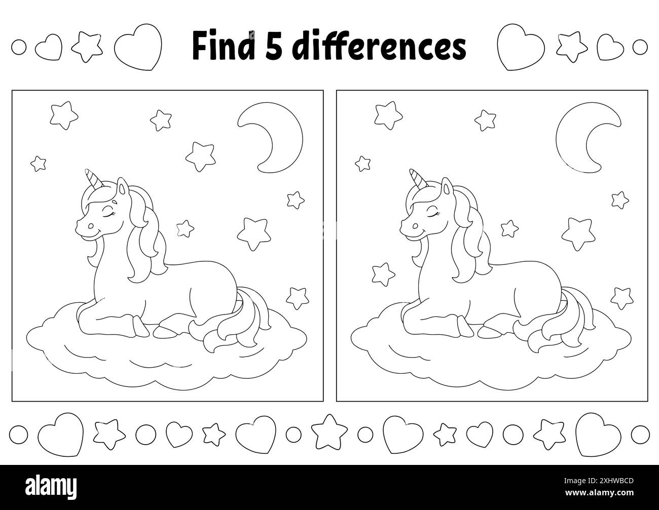 Find five differences. Coloring page for kids. Activity worksheet for ...