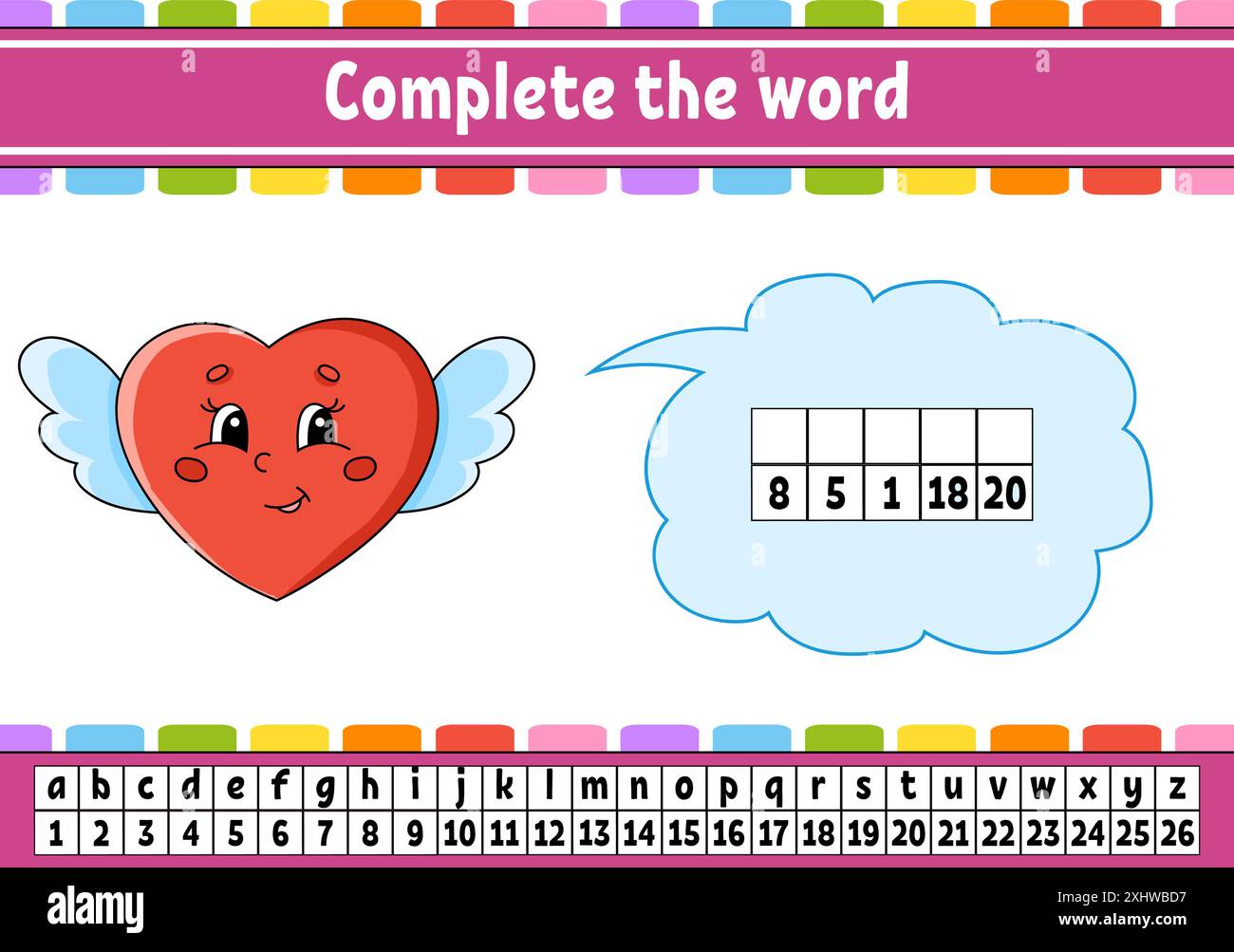 Complete the words. Cipher code. Learning vocabulary and numbers ...