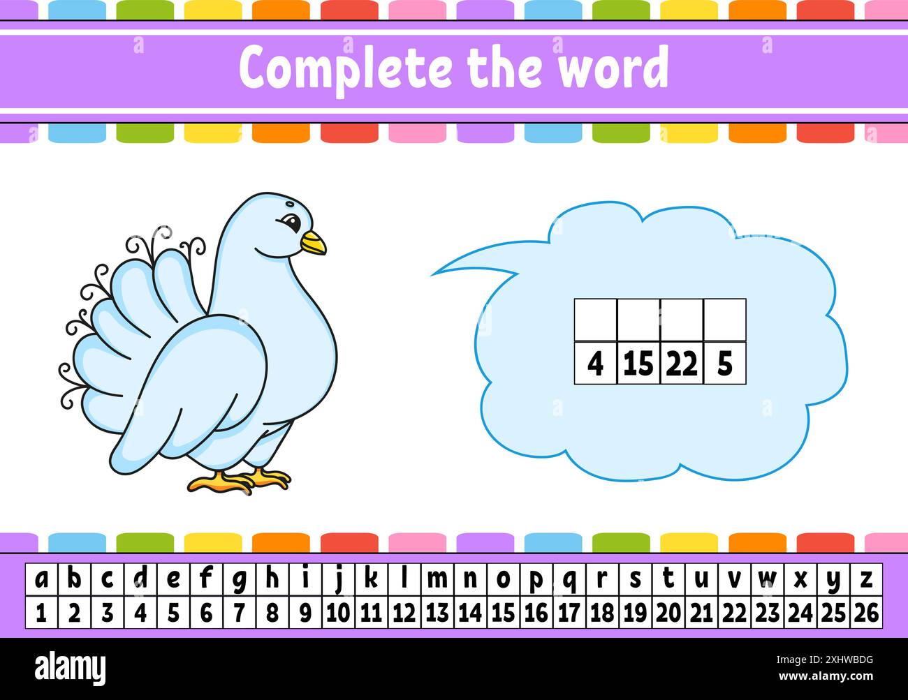 Complete the words. Cipher code. Learning vocabulary and numbers ...
