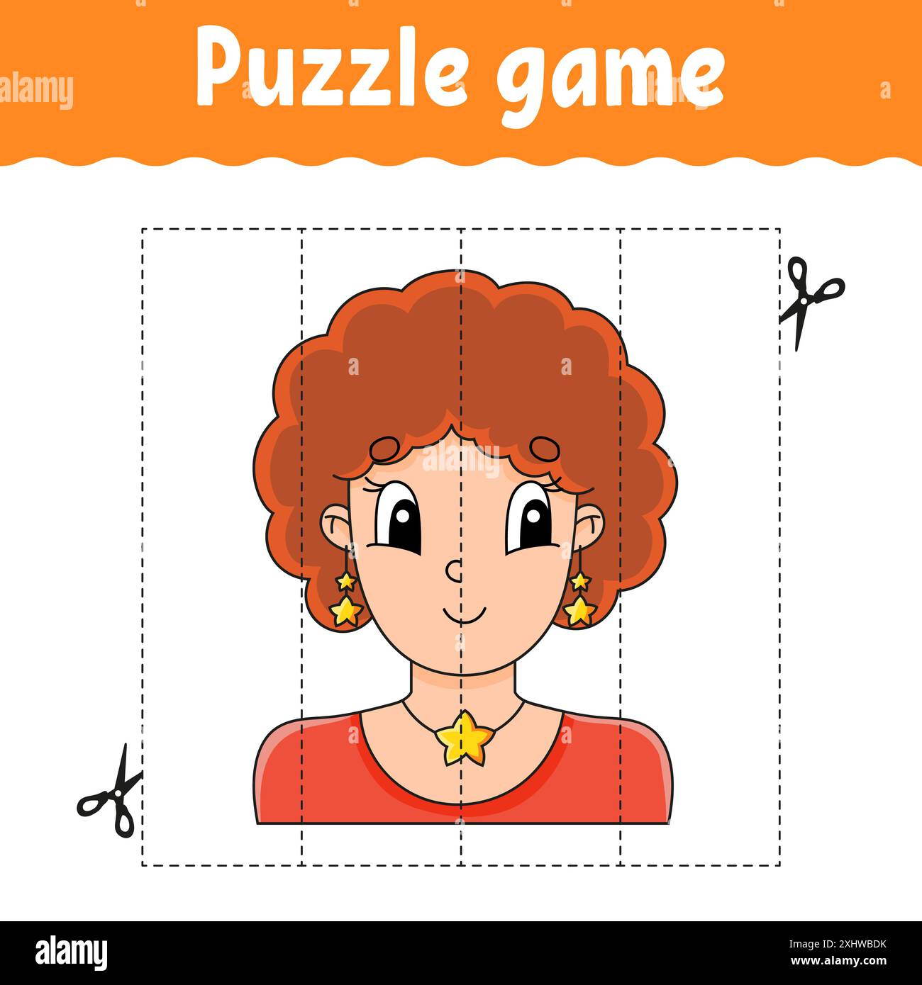 Puzzle game for kids. Cutting practice. Education developing worksheet ...