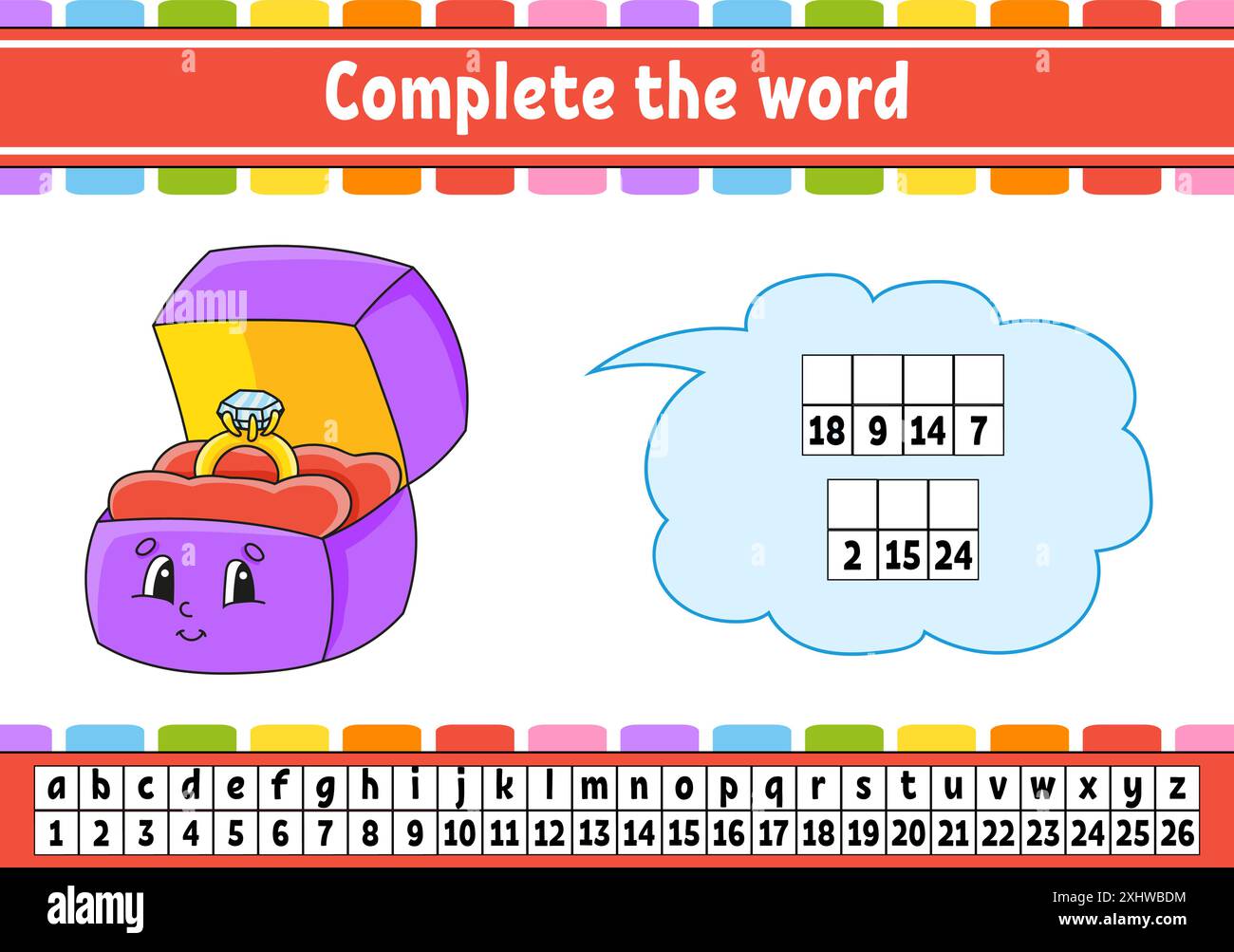 Complete the words. Cipher code. Learning vocabulary and numbers ...