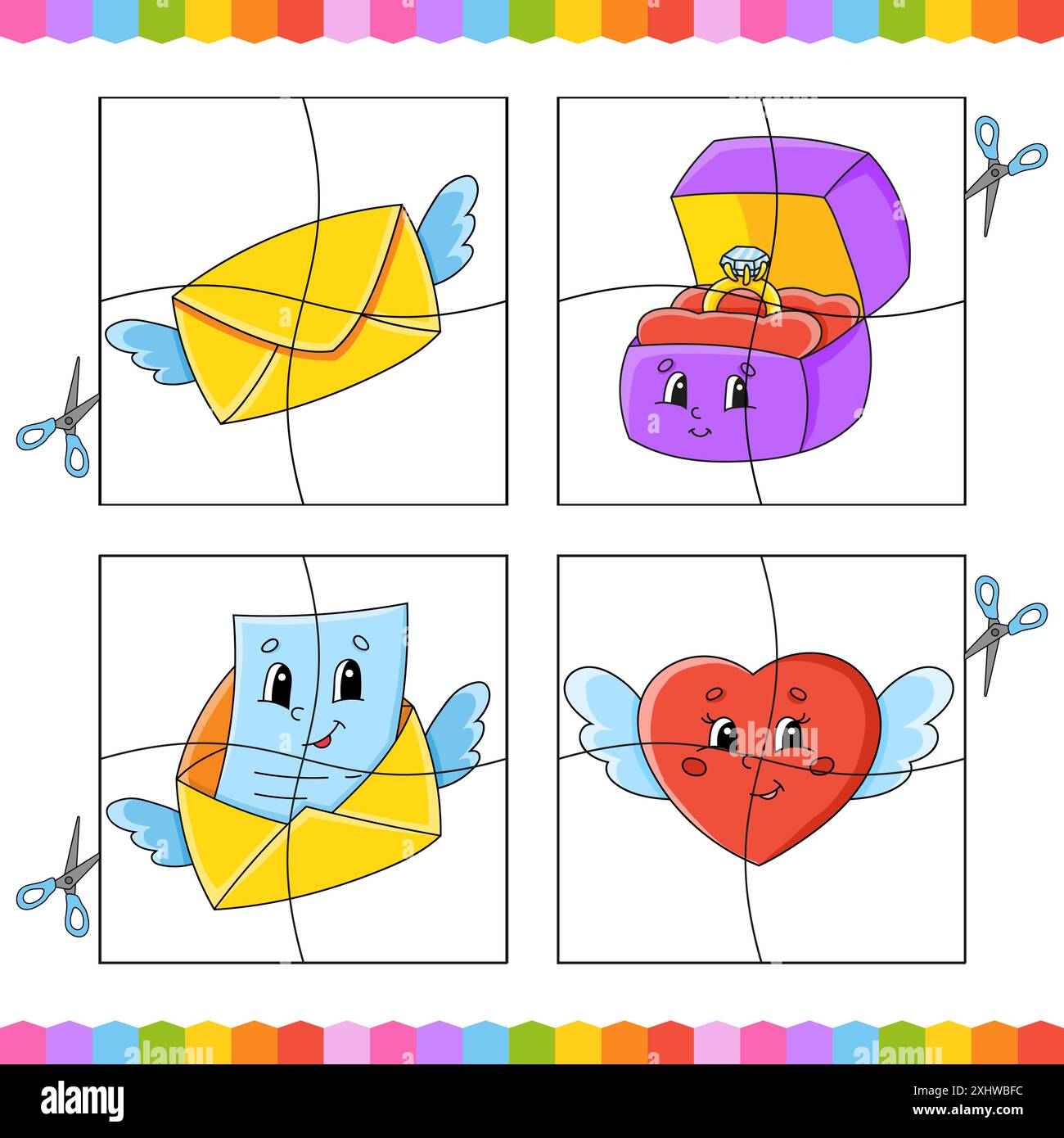 Cut and play. Paper game with glue. Flash cards. Education worksheet ...